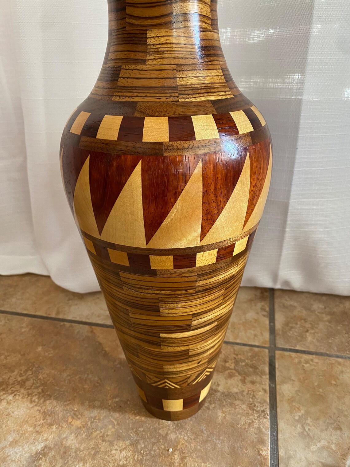 Handcrafted Segmented Wood Vase: Zebrawood, Paduk, Walnut & Maple - Etsy