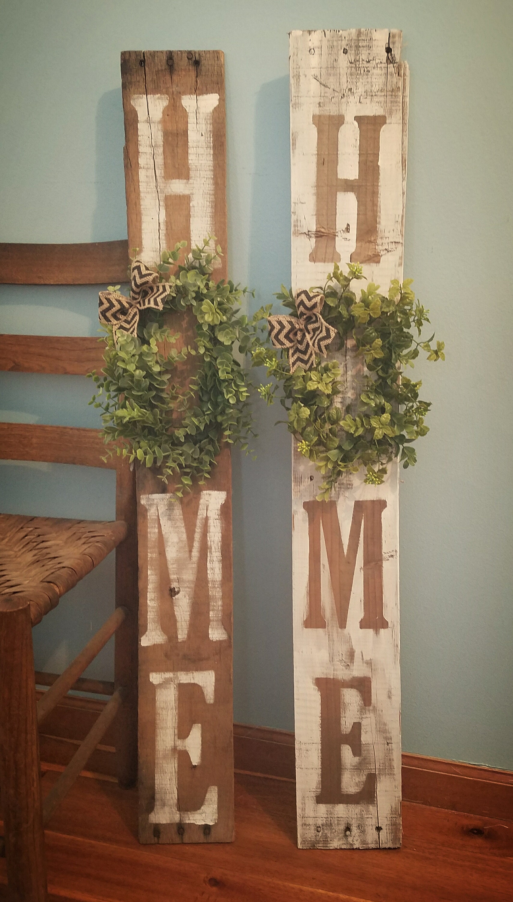 Reclaimed Wood Home Sign With Wreath, Porch Sign, Farmhouse Home Decor ...