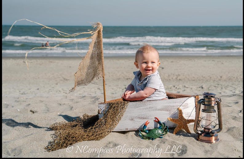 20” Long Handmade Rustic Sailboat Prop: Infant/sitter/toddler Fishing ...