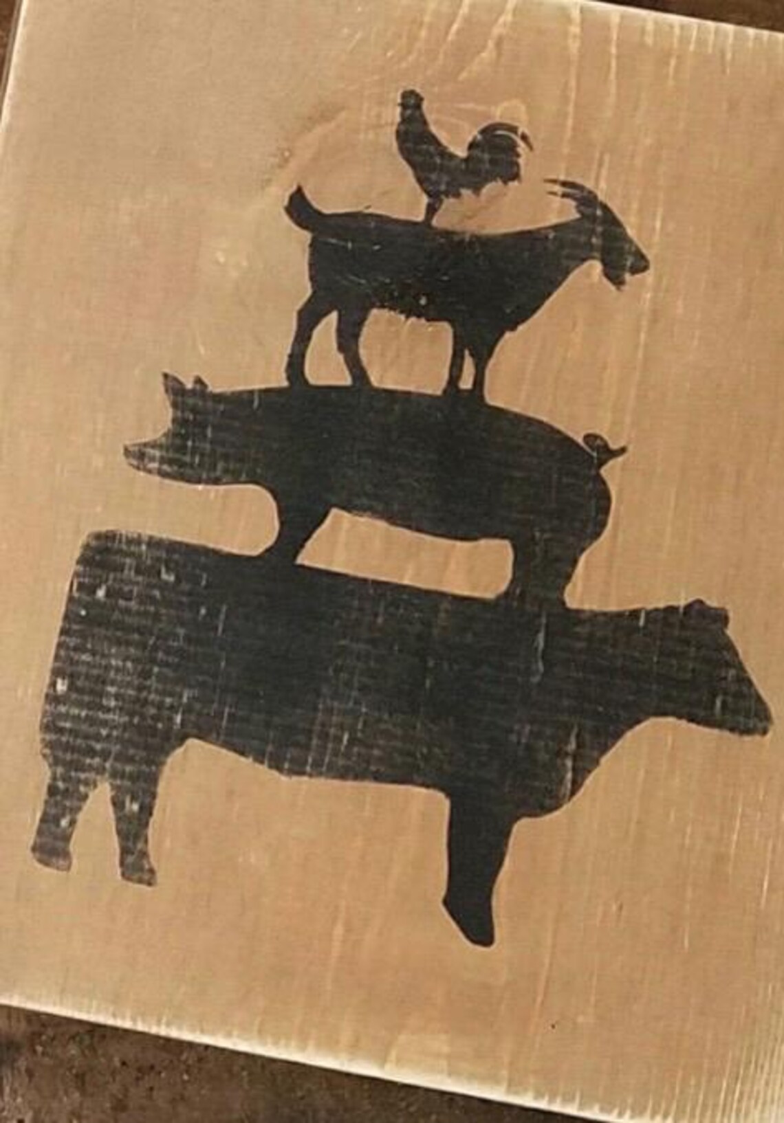 Farm Animal Stacked Sign, Wood Country Sign, Chicken Cow Goat Pig ...
