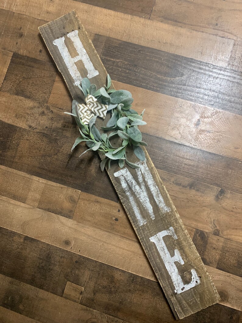 Reclaimed Wood Home Sign With Wreath, Porch Sign, Farmhouse Home Decor ...