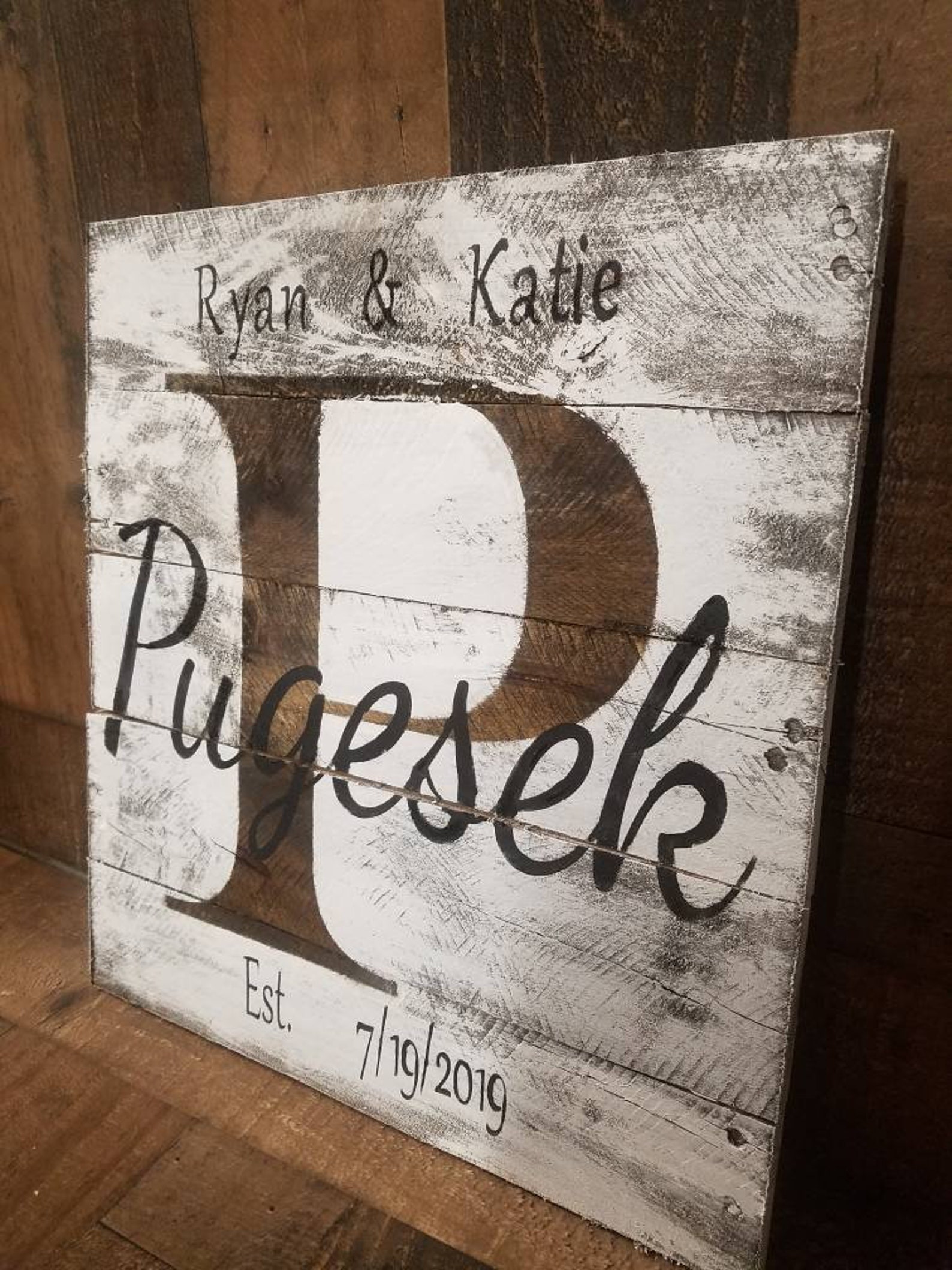 Whitewashed Rustic Name Sign Rustic Wedding Giftsmall - Etsy