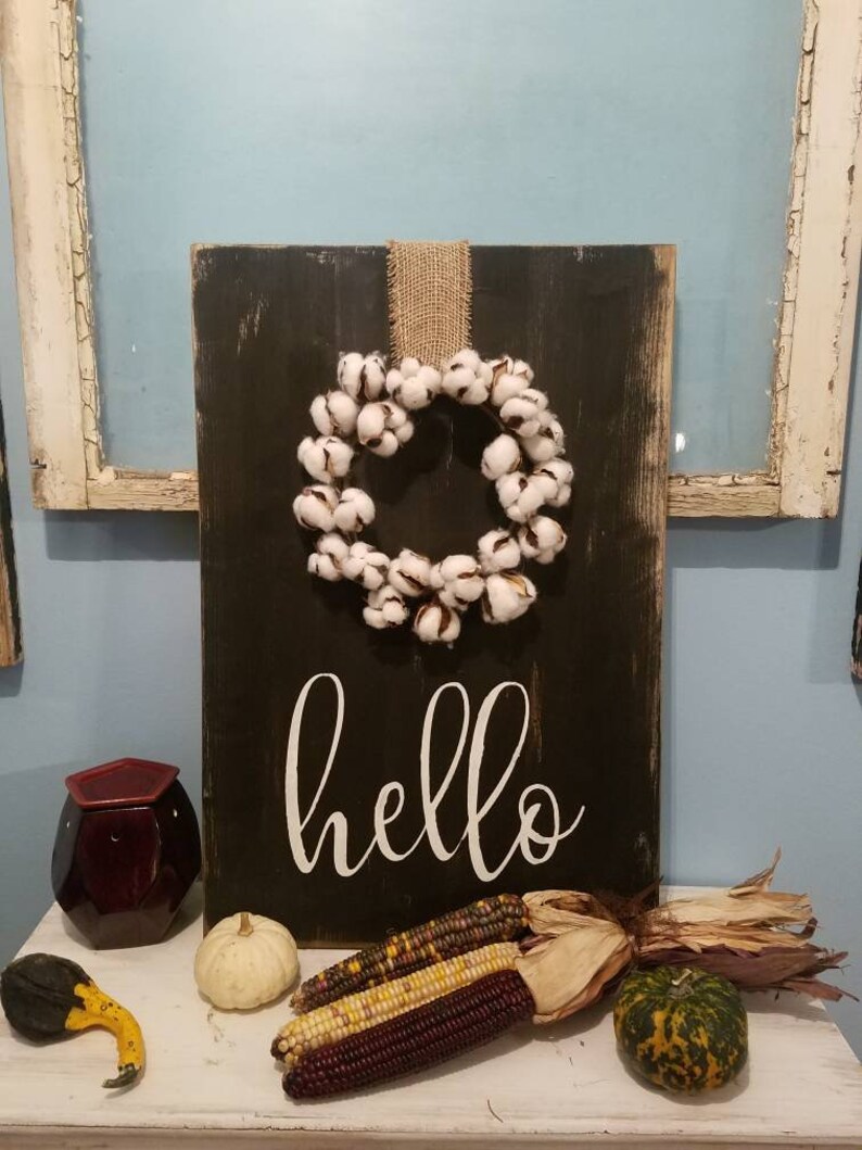 Hello Entry Sign, Home Entryway Decor, Rustic Cotton Home Decor ...