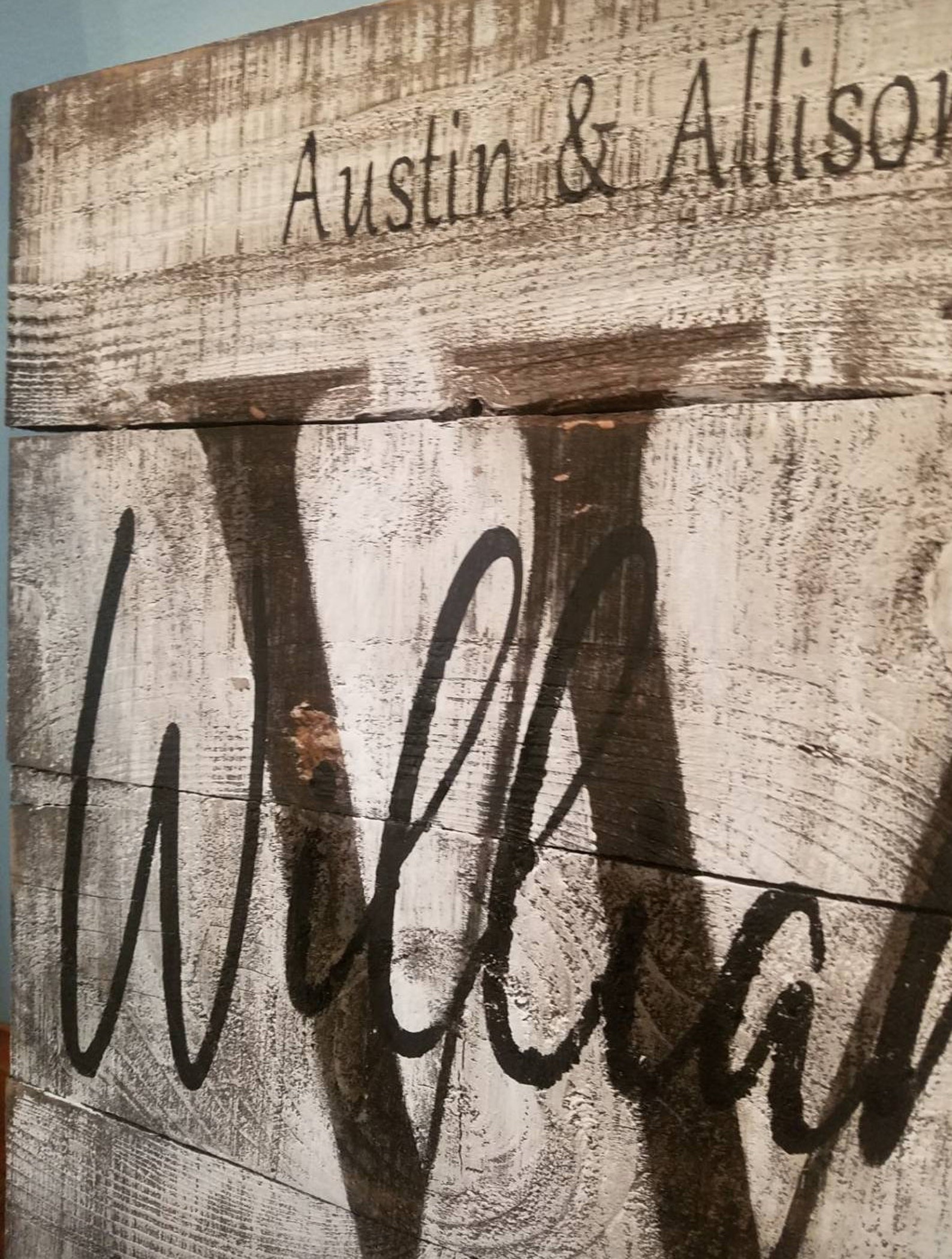 Whitewashed Rustic Name Sign Rustic Wedding Giftsmall - Etsy