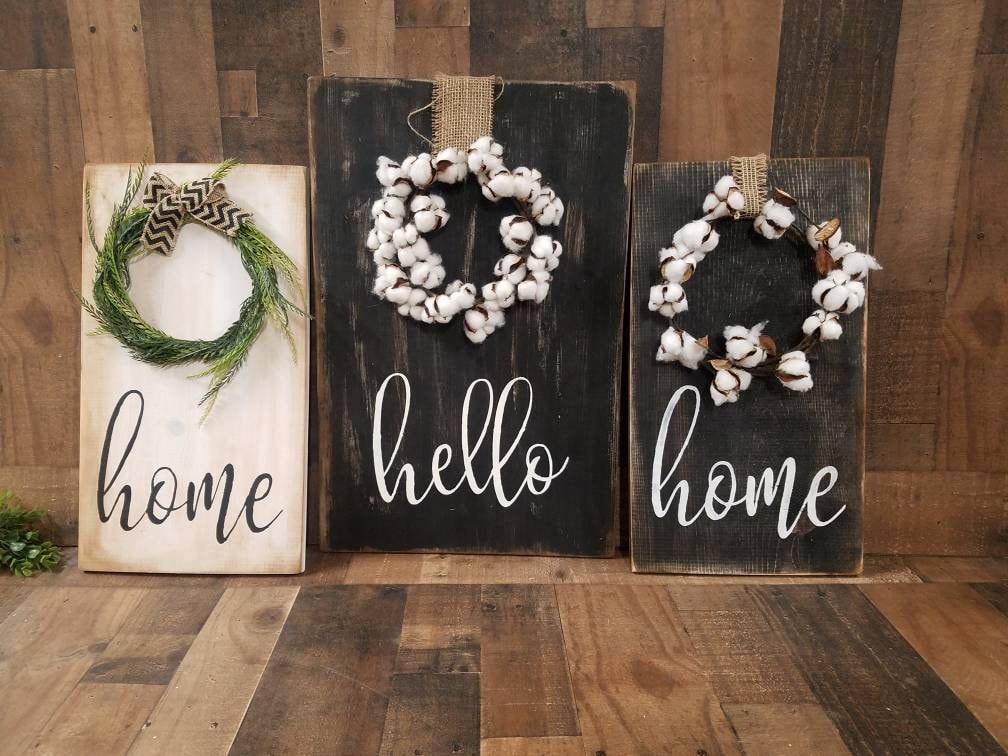 Hello Entry Sign Home Entryway Decor Rustic Cotton Home - Etsy