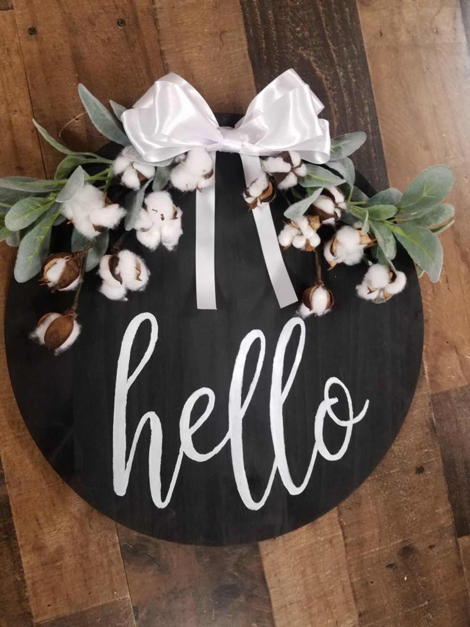 COTTON HELLO ROUND Wood Signsunflower Door Decor Round Door - Etsy