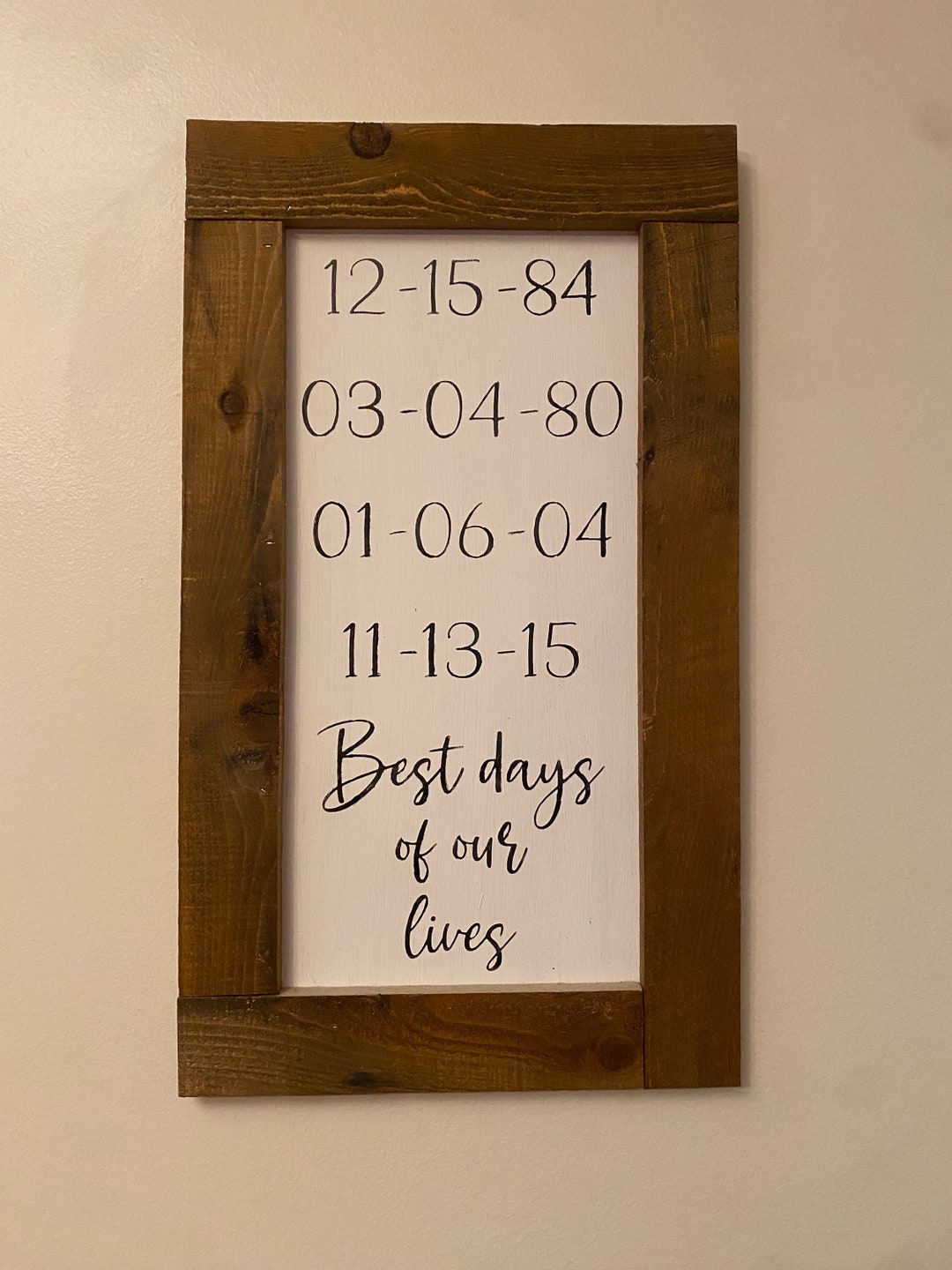 Custom Dates Wood Sign: Farmhouse Family Gift - Etsy
