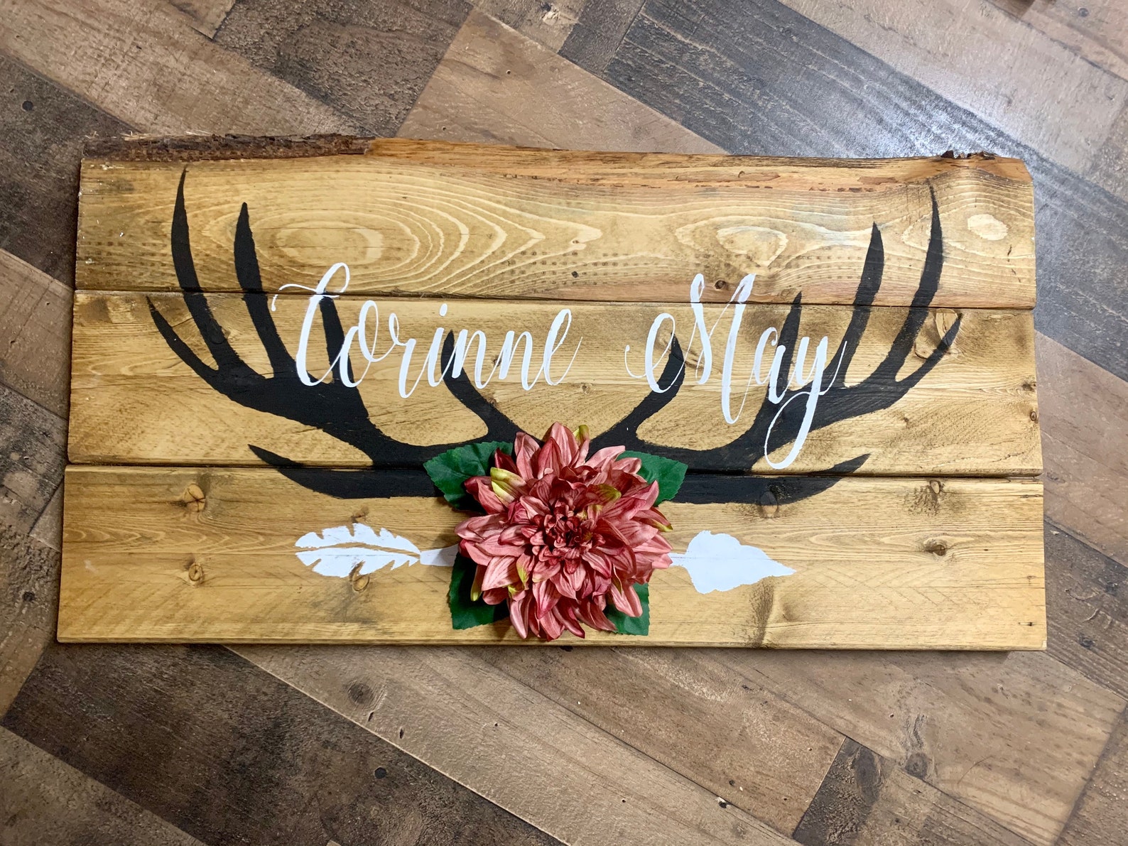 ANTLER NURSERY NAME Sign Wood Antler Sign Personalized | Etsy