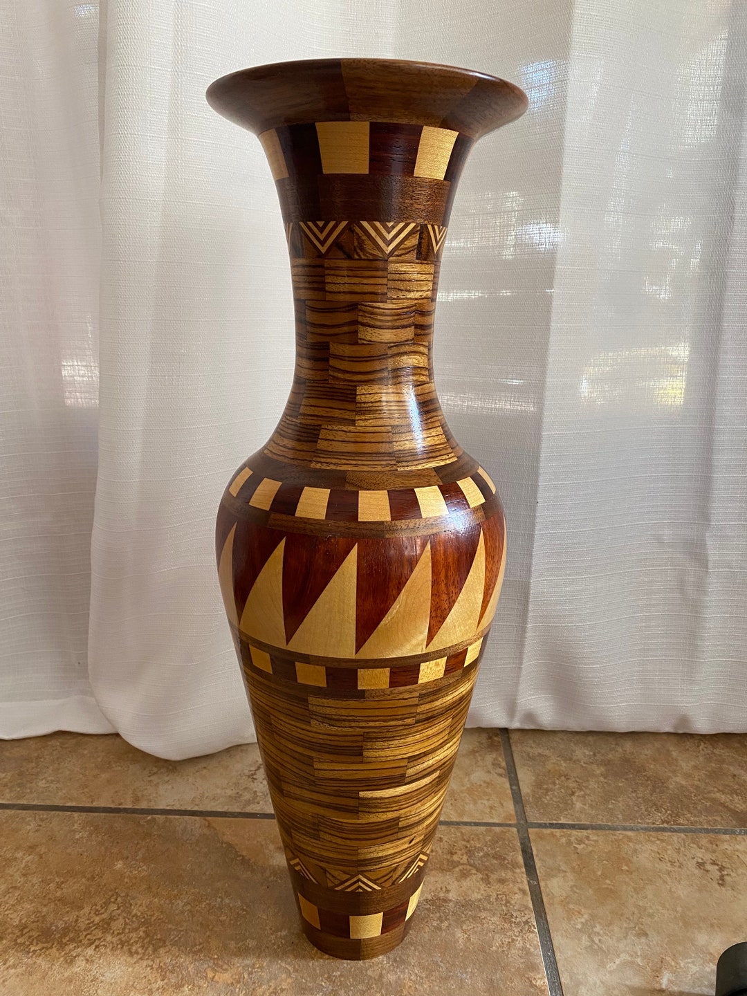 SEGMENTED WOOD VASE, Handcrafted Unique Handmade Exotic Vase, Center Piece,conversation Handmade ...
