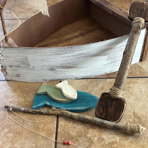 LITTLE FISHING SET, Little Oar Prop, Twig Fishing Pole Set,tiny Wood ...