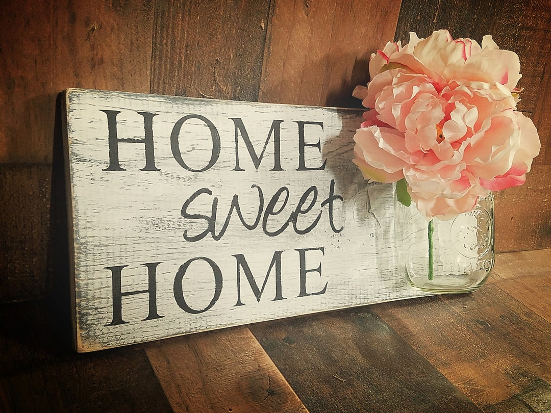 Home Sweet Home Sign, Home Sign With Mason Jar, Rustic Porch Sign ...