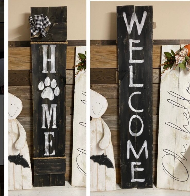 Double Sided Welcome Home Sign: Rustic Farmhouse Porch Decor - Etsy