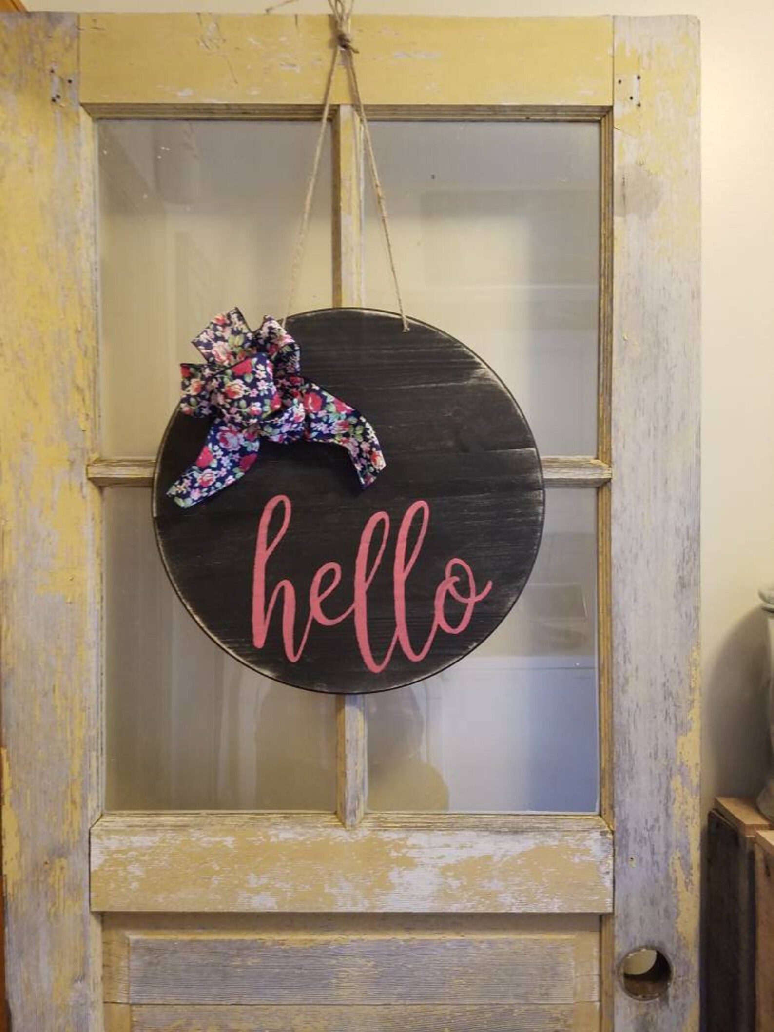 Hello Door Sign Front Door Decor Round Door Decor Front - Etsy