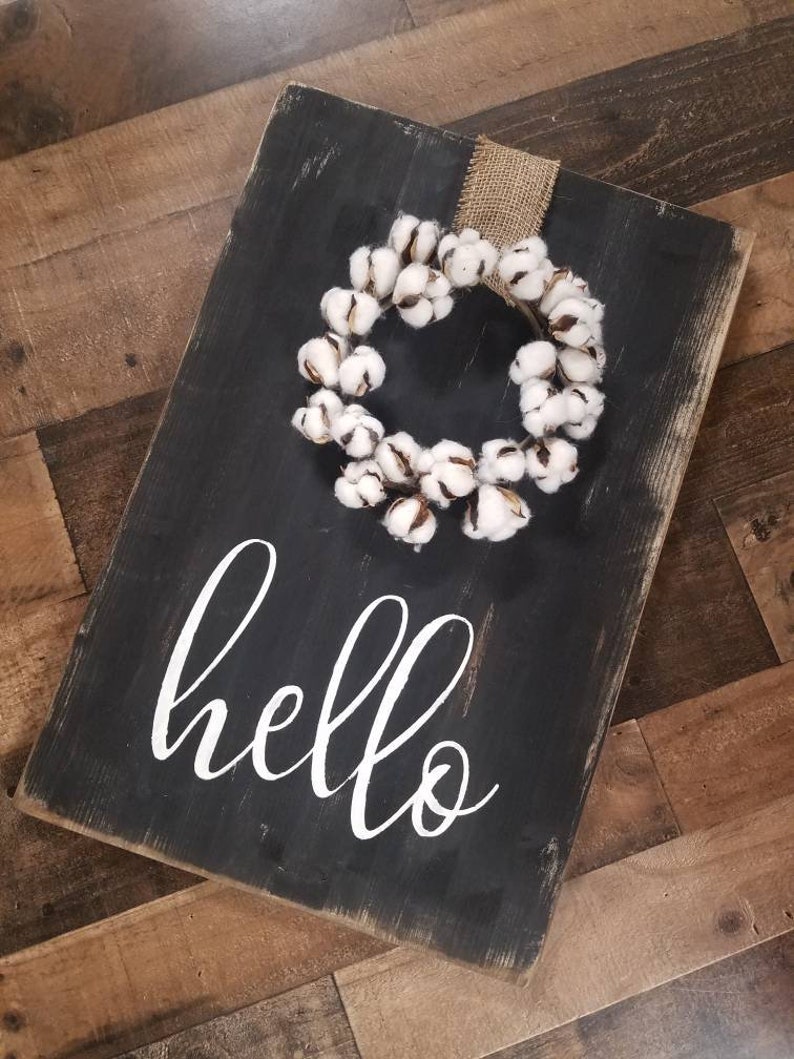 Hello entry Sign home entryway decor rustic cotton home | Etsy