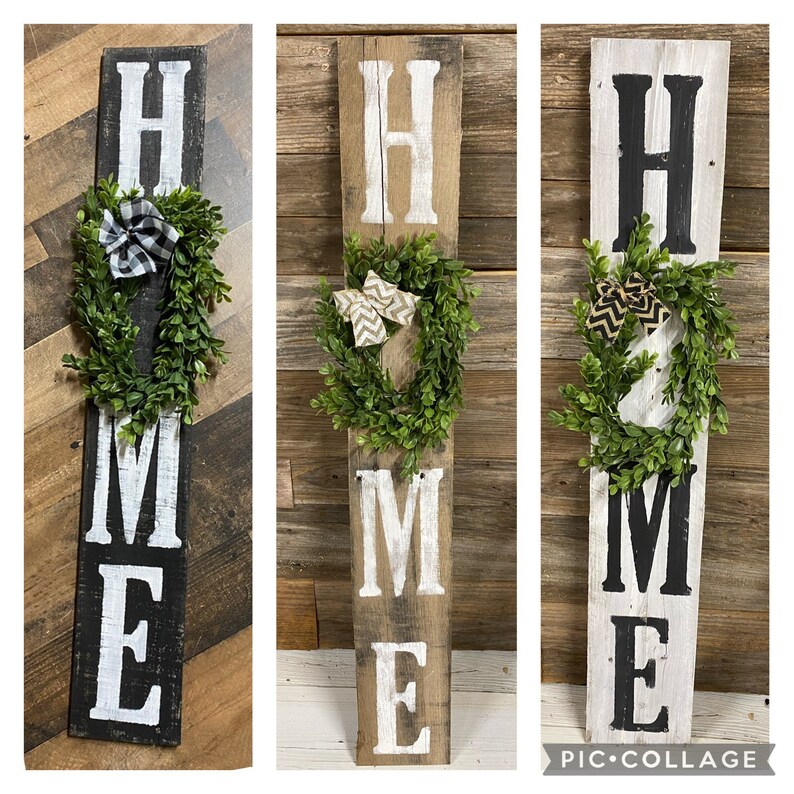 Reclaimed Wood Home Sign With Wreath, Porch Sign, Farmhouse Home Decor ...