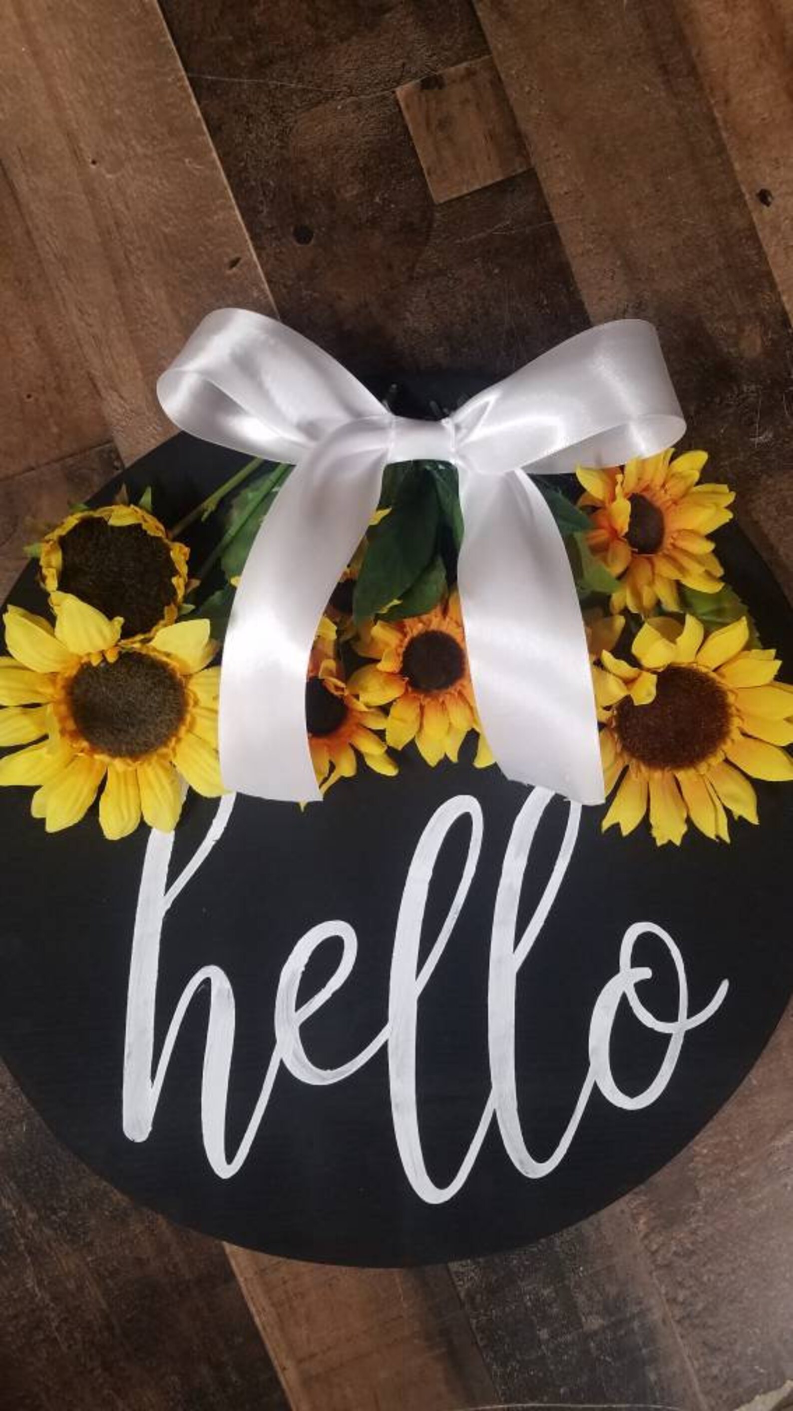 COTTON HELLO ROUND Wood Signsunflower Door Decor Round Door - Etsy
