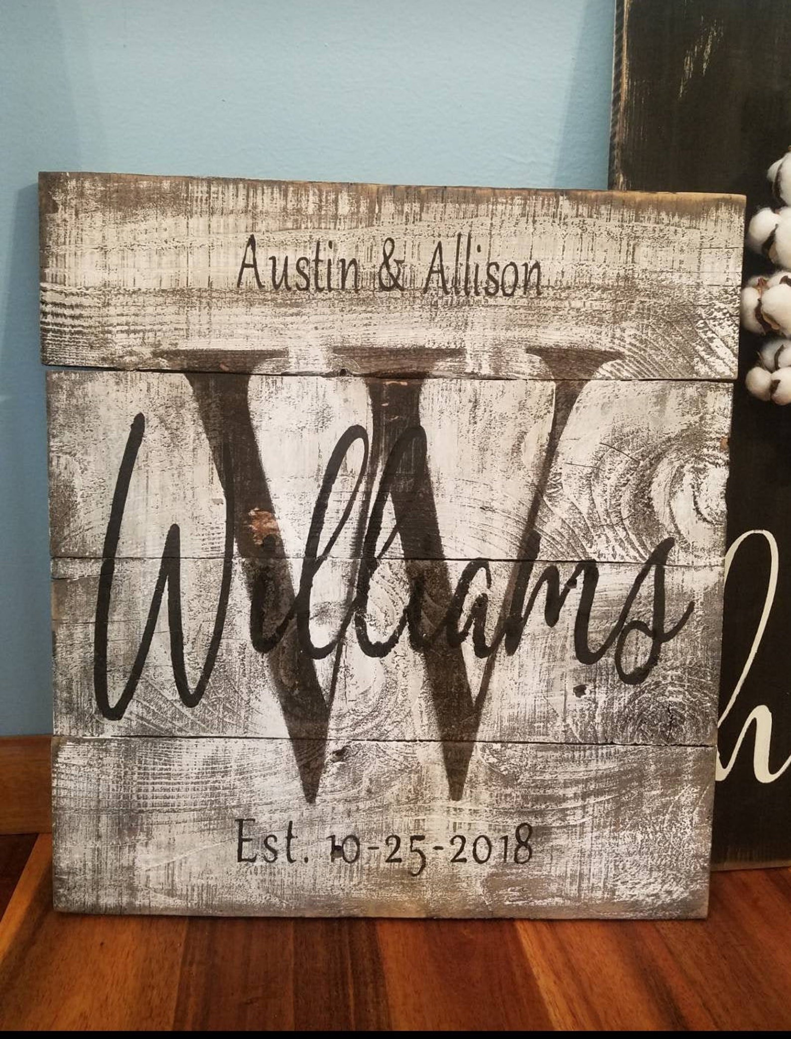 Whitewashed Rustic Name Sign Rustic Wedding Giftsmall - Etsy