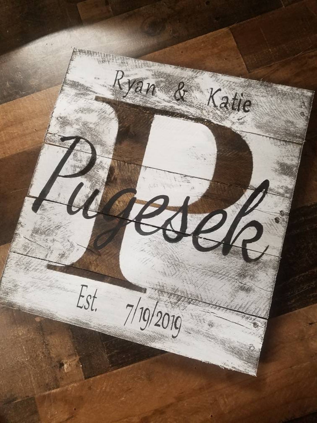 Whitewashed Rustic Name Sign, Rustic Wedding Gift,small Country ...