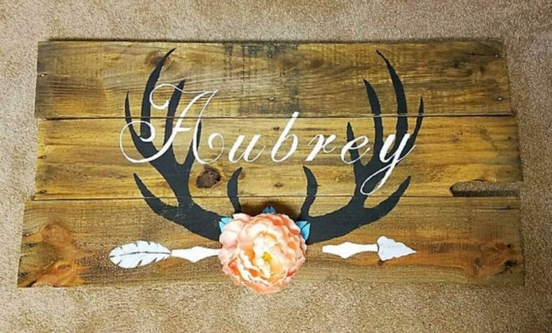 ANTLER NURSERY NAME Sign Wood Antler Sign Personalized - Etsy