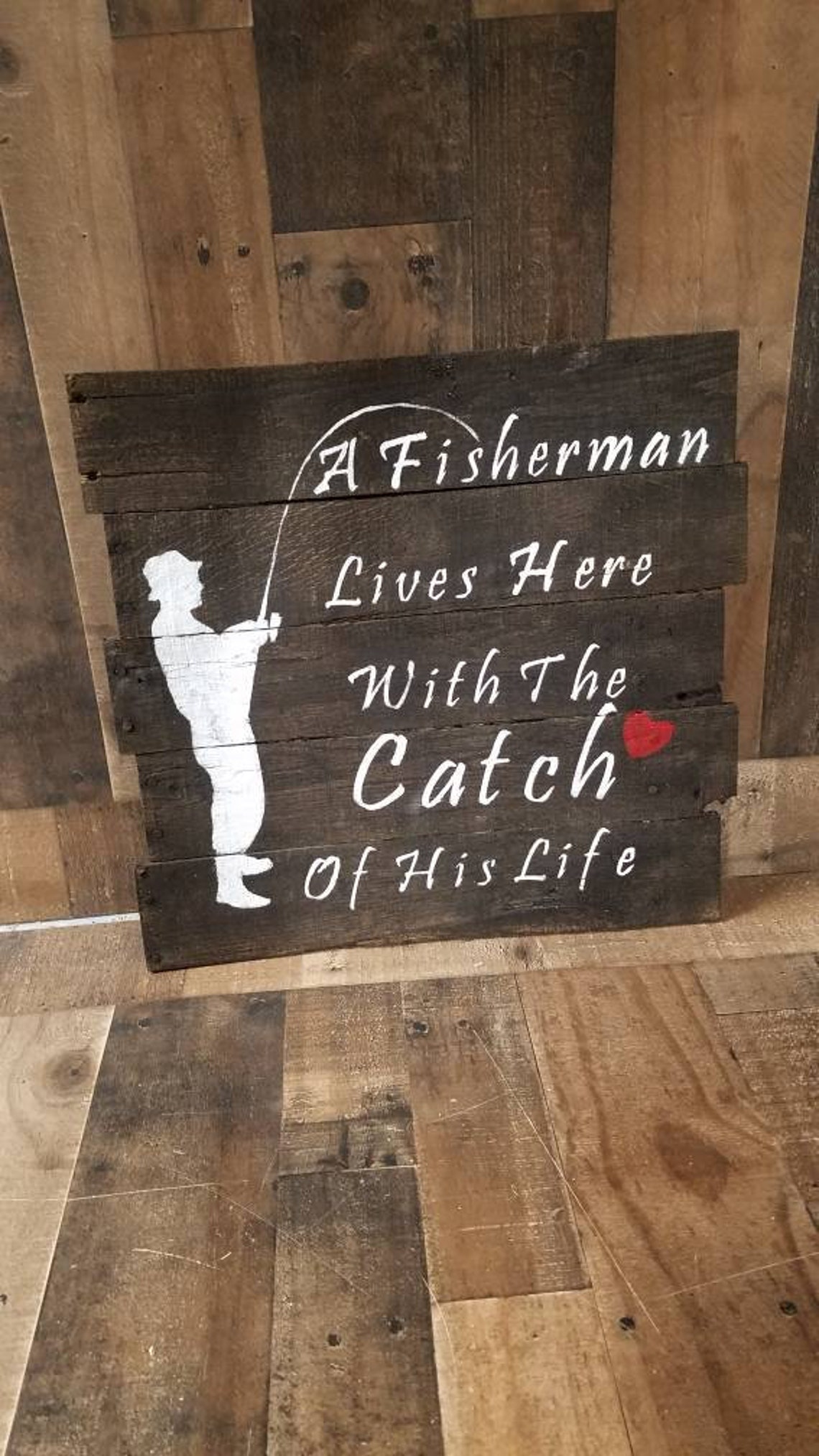 Fisherman Decor Fishing Sign Rustic Fish Decor Catch of His | Etsy
