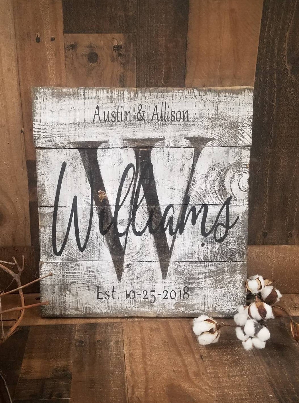 Whitewashed Rustic Name Sign Rustic Wedding Giftsmall - Etsy