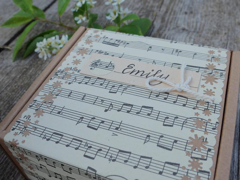 Music Sheet Paper Gift Boxes, Personalized Will You Be My Bridesmaid ...