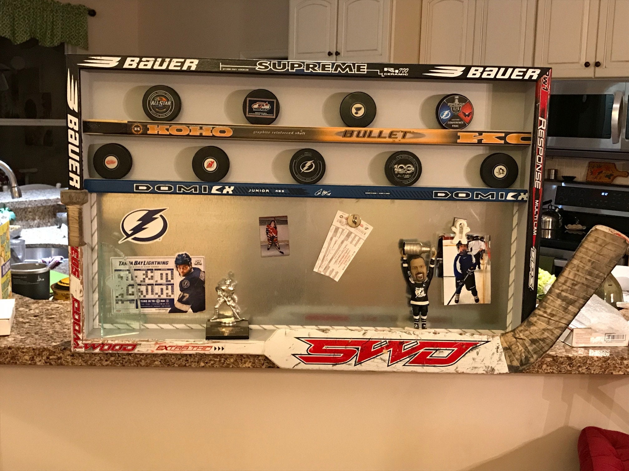 Hockey Puck Display W/goalie Stick hockey Room Decor Hockey - Etsy