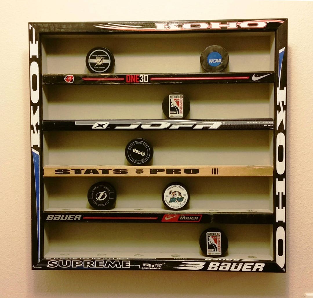 Hockey Puck Display-30 Pucks (made With Hockey Sticks, Hockey Room ...