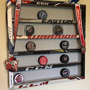 Hockey Puck Display-30 Pucks (made With Hockey Sticks, Hockey Room ...