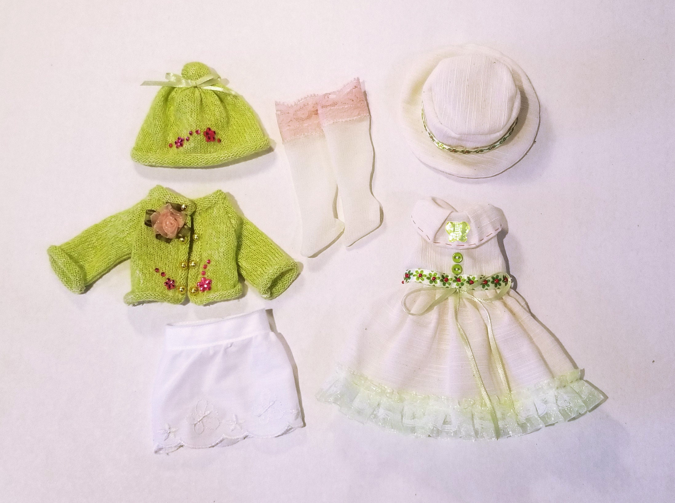 10 Tonner Patsy Ivory Dress and Green Knit Cardigan | Etsy