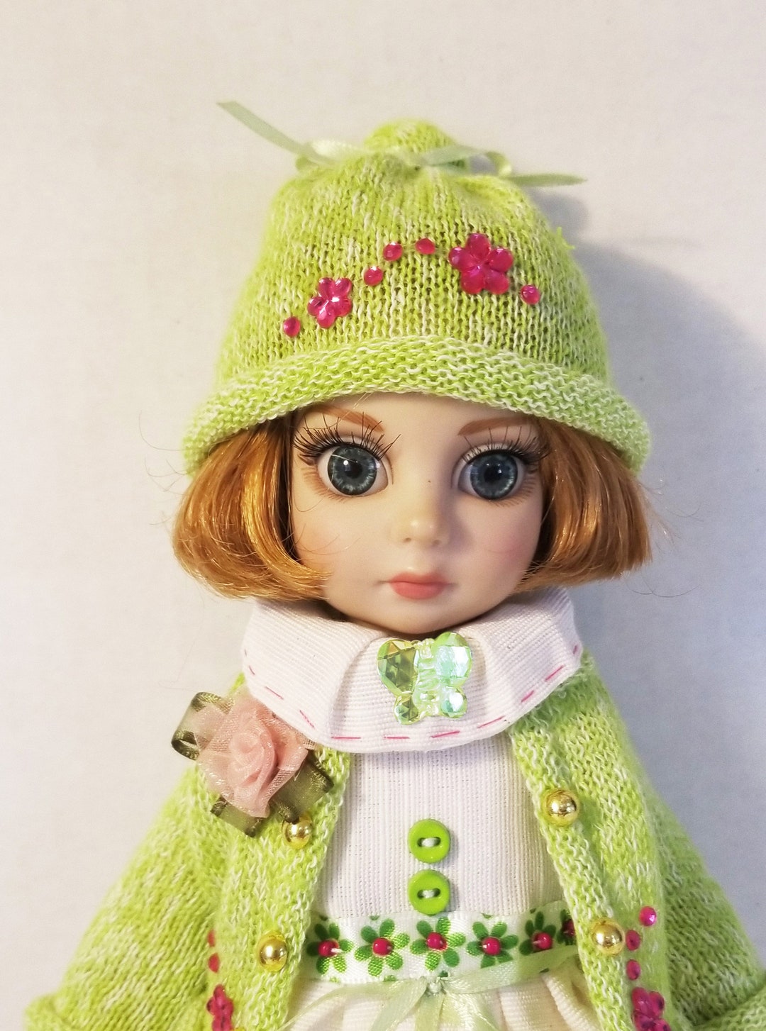 10 Tonner Patsy Ivory Dress and Green Knit Cardigan Ensemble - Etsy