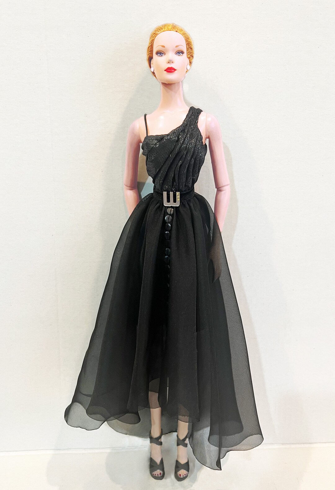 Tonner 16 Tyler hand Made Doll Dress, Black Greek Style Chiffon Dress ...