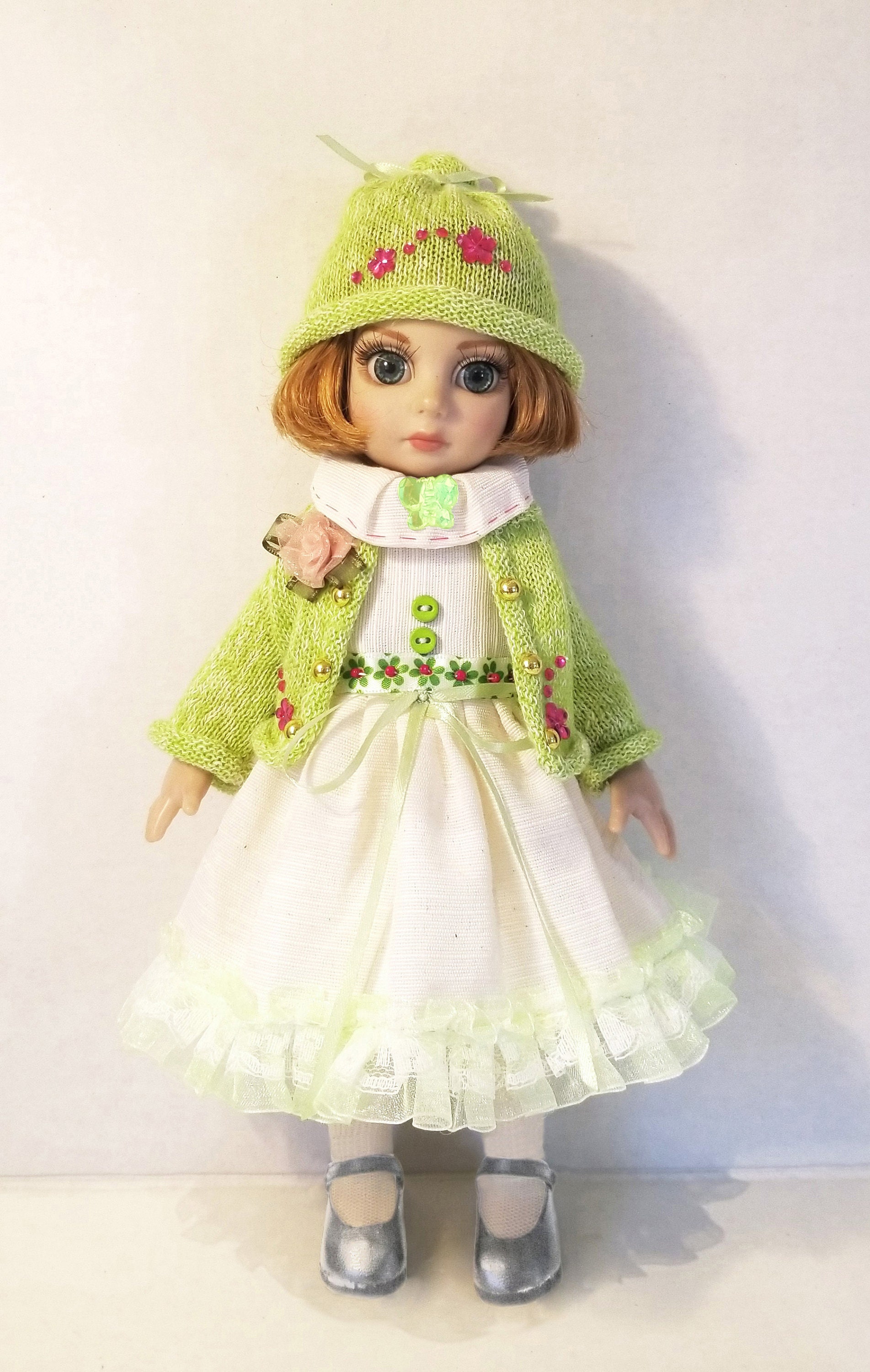 10 Tonner Patsy Ivory Dress and Green Knit Cardigan | Etsy
