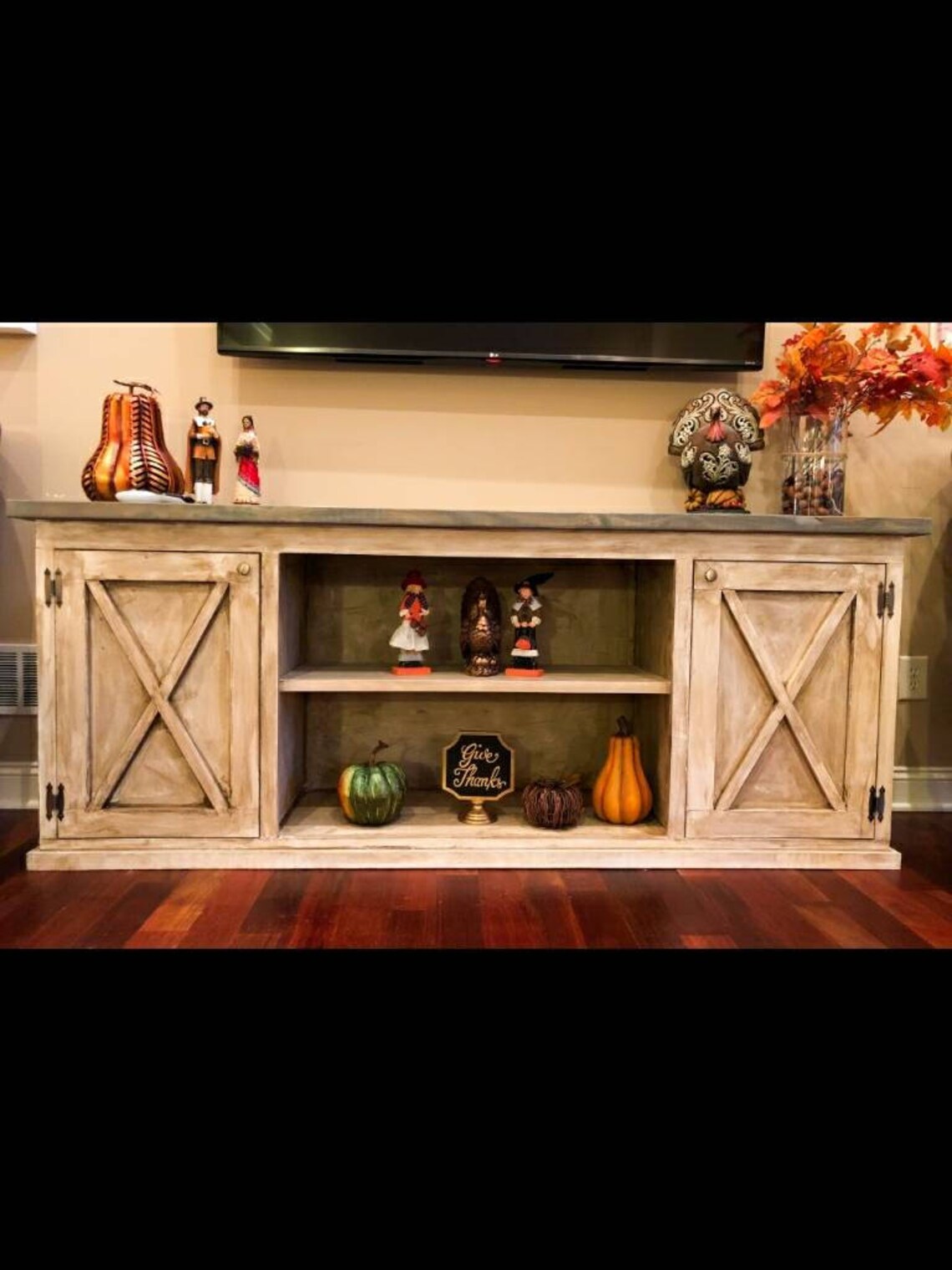 Custom Rustic Farmhouse Antique TV Console - Etsy