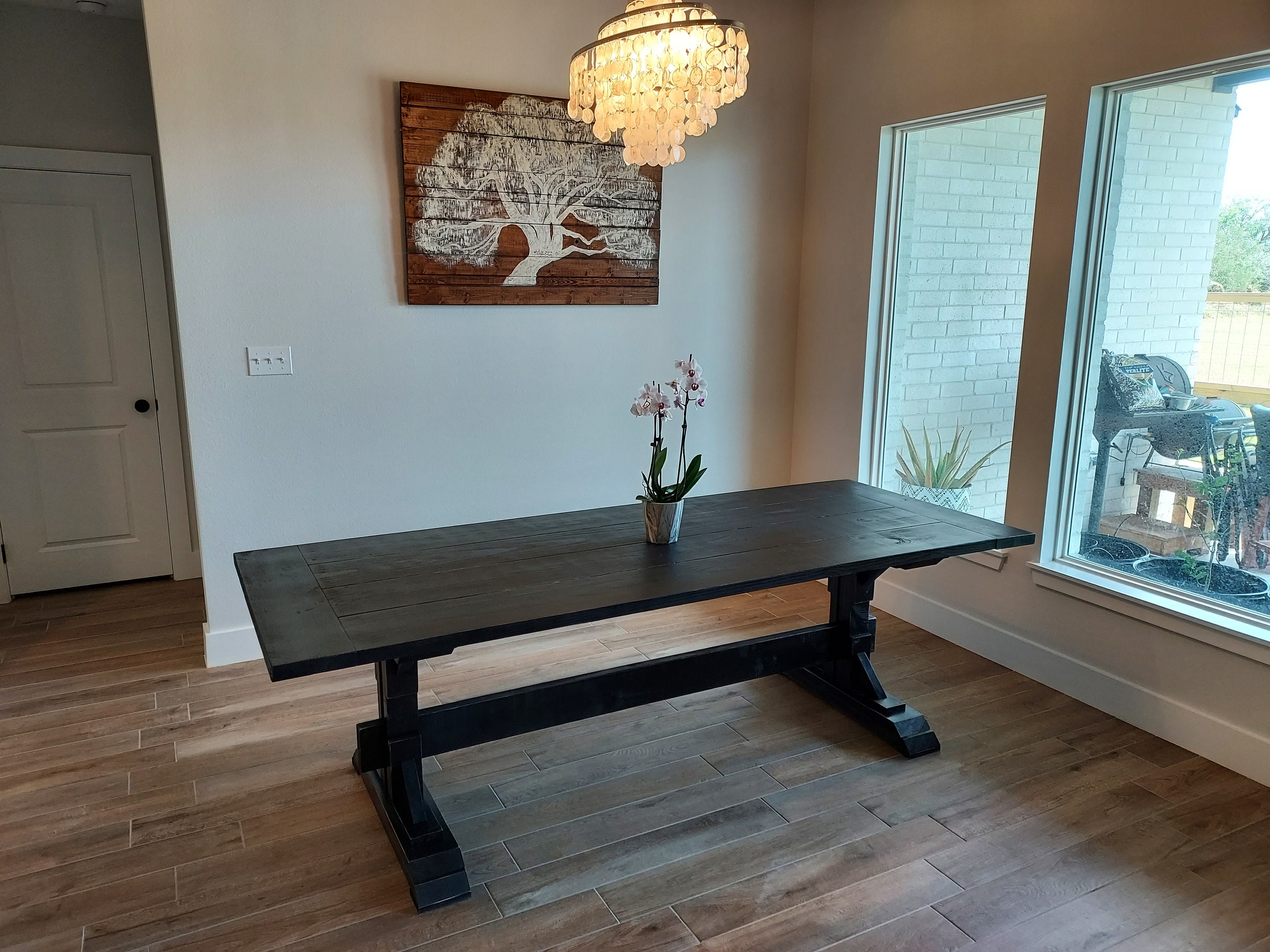 Custom Farmhouse Banquet Table With Trestle Legs - Etsy