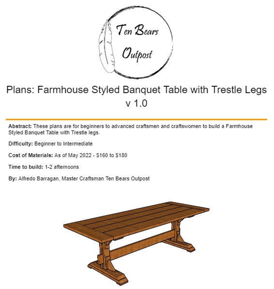 DIY Plans - Farmhouse Banquet Table With Trestle Legs - Etsy