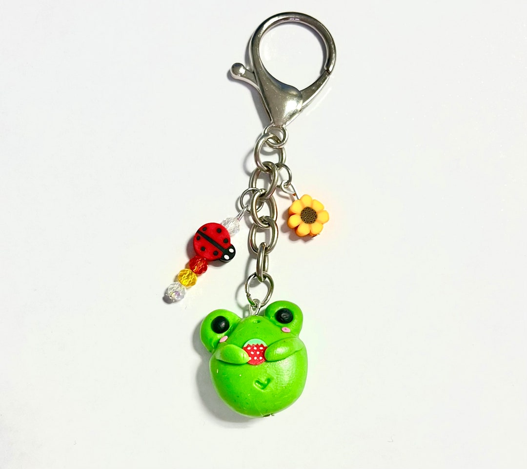 Frog Keychain, Frog, Cute Frog Charm, Cute Polymer Clay Frog - Etsy
