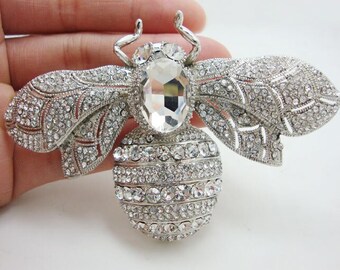 Rhinestone Bee Brooch | Etsy