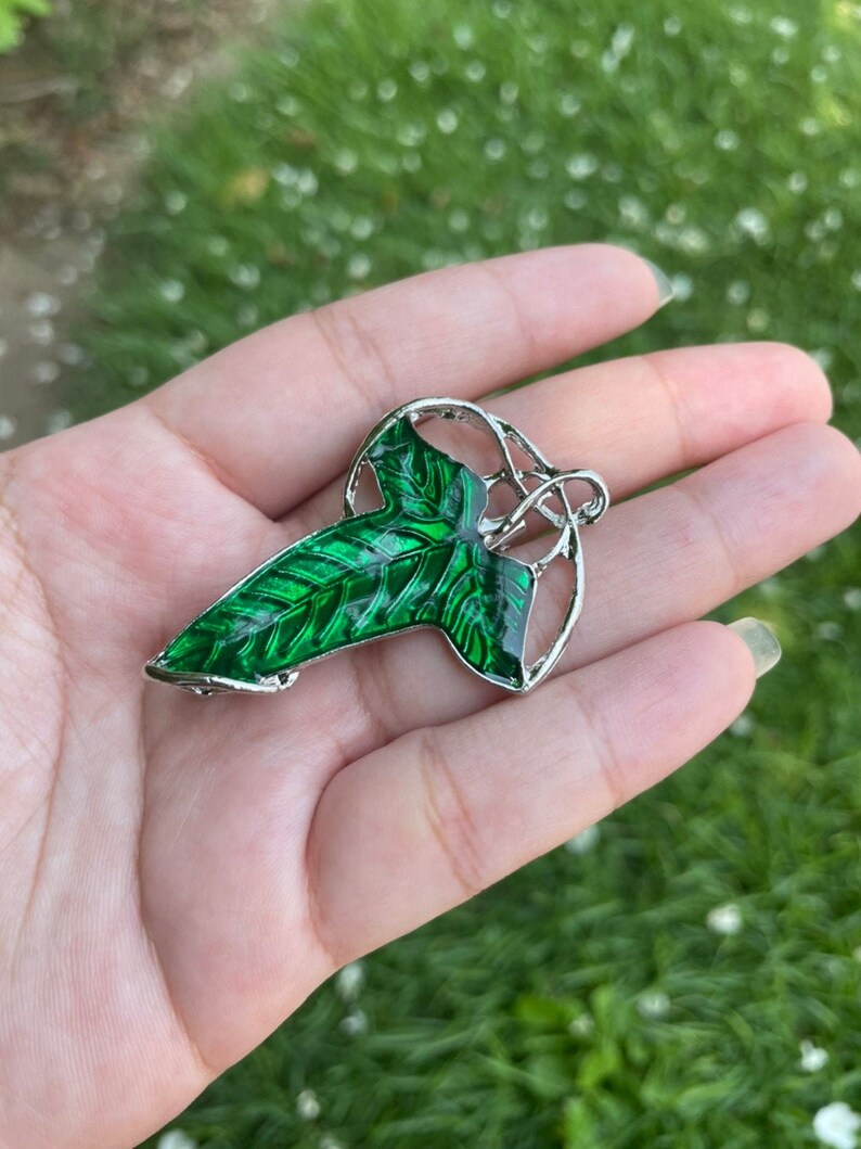 Nice Gift Green Leaf Elven Pin Brooch Leaf of Lorien Pendant - Etsy