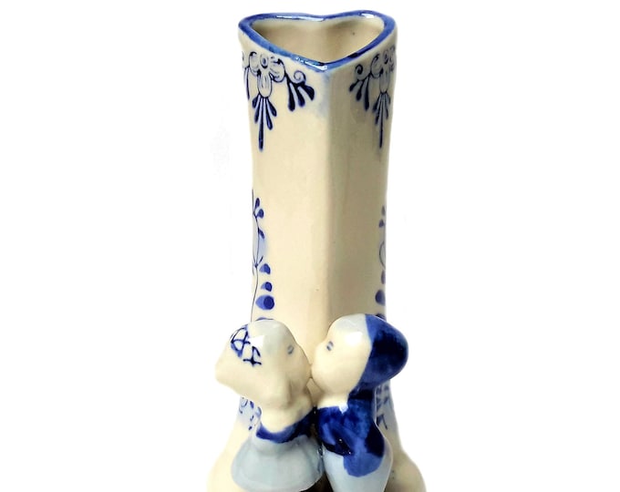 Delft Blue Delft Vase Delft Boy and Girl Kissing Heart Vase Love Heart ...