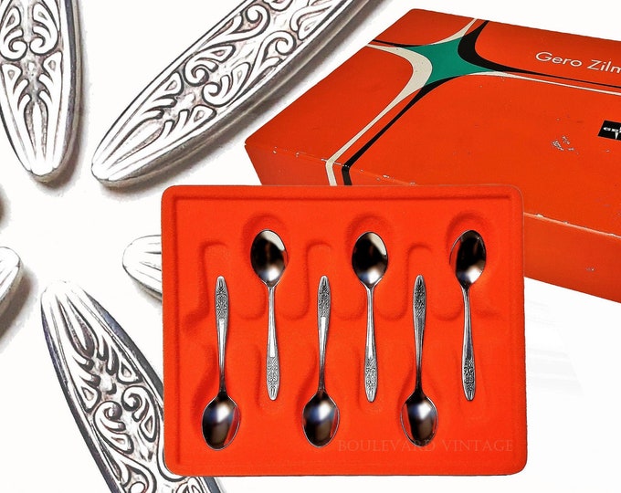 Vintage Dutch Silver Plated Spoon Set 6 in Box Gero Zilmeta Utensils ...