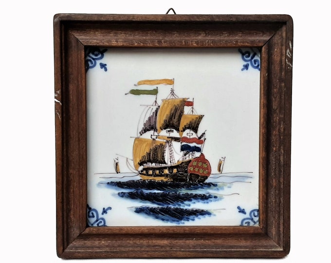 Delft Ship Tile the Flying Dutchman Makkum Tile Delft Polychrome ...