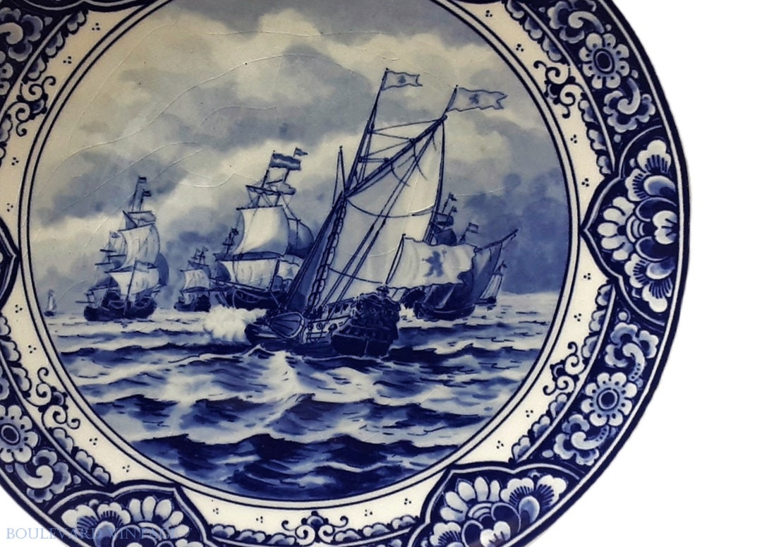 Vintage Delft Blue Plate Dutch Navy Plate Charger Dutch Lion Delft ...