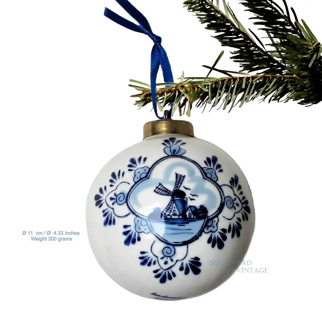 Large Delft Blue Tree Topper Ø 4.33 in Ø 11 Cm Delft Blue Christmas ...