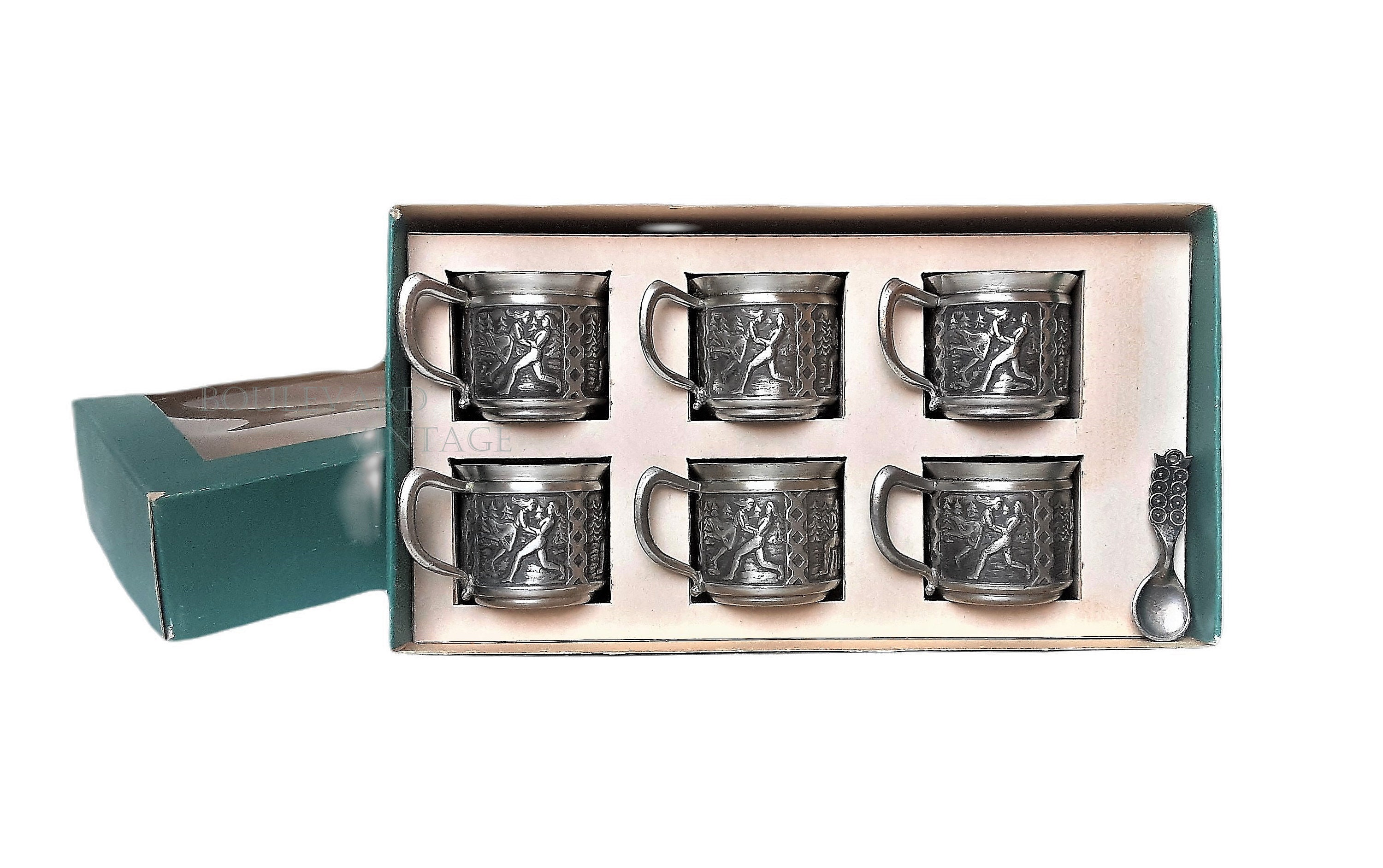 Antique Norwegian Pewter Tin Set 6 Mini Tankard Norway Pewter | Etsy