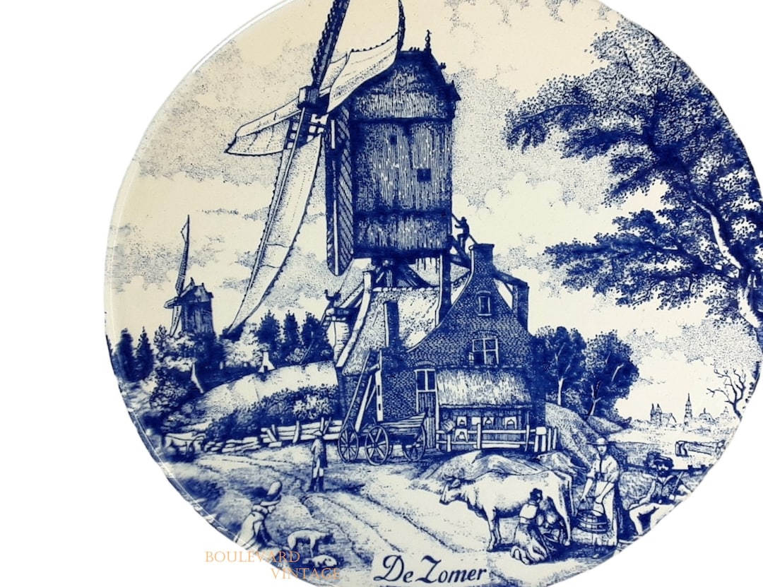 Delft Blue Windmill Plate Summer the Porceleyne Schouw Antique - Etsy