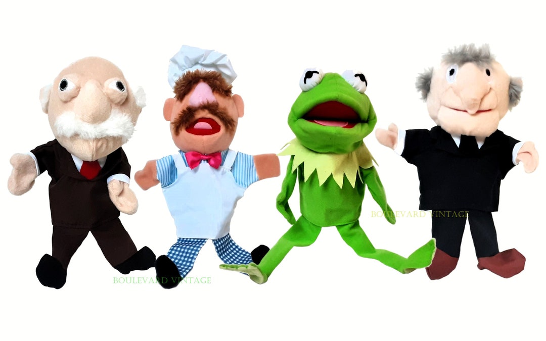 The Muppet Show Unused Set of 4 Hand Puppets Statler and Waldorf Swedish Chef Kermit the Frog ...