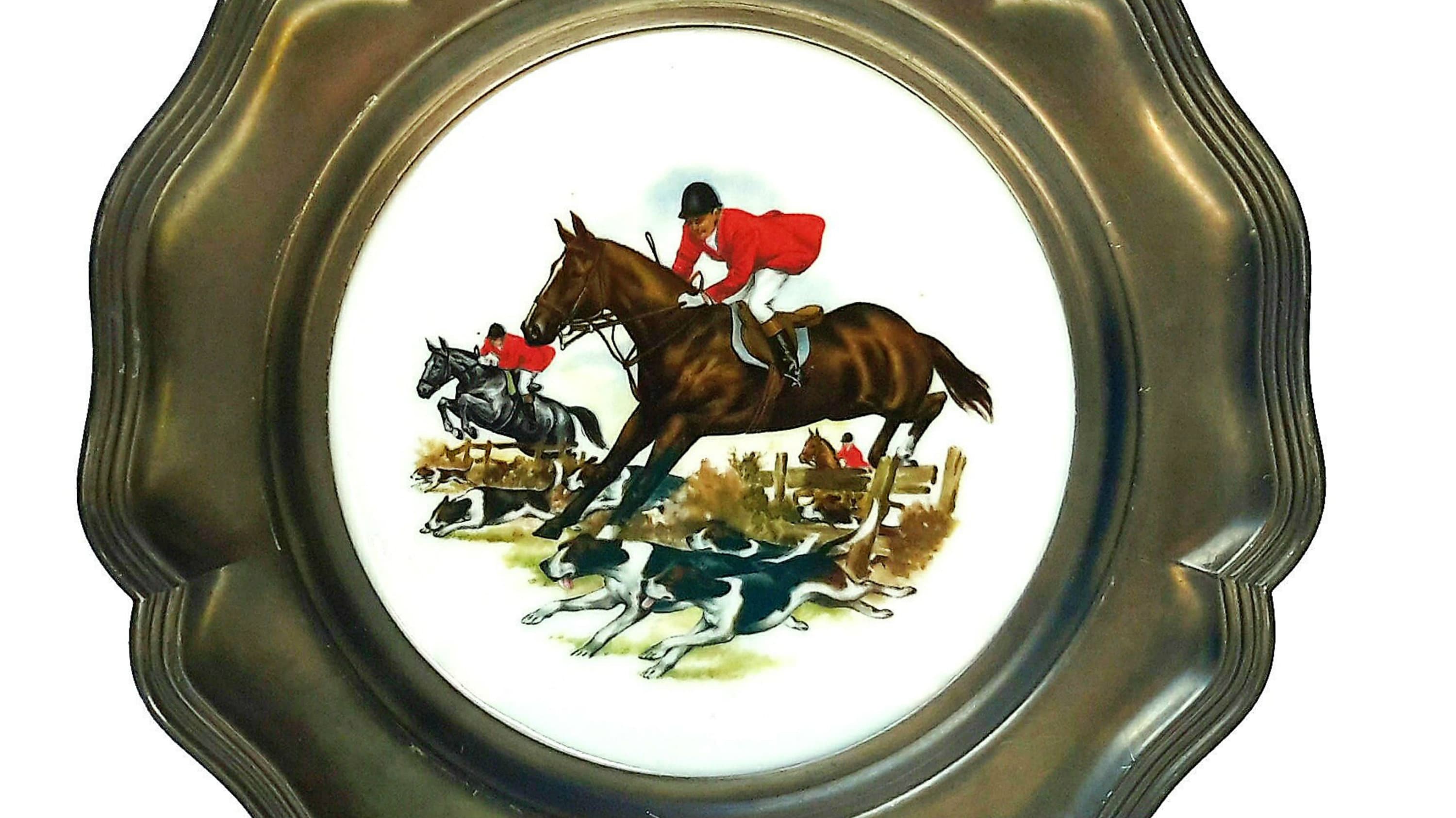 Fox Hunting Plate Gifts Pewter Plate Hunting Scene Hunting | Etsy