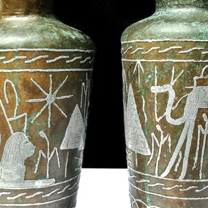 Egyptian Vase Pair of Vases Brass Vase Patina Egypt Vase Egyptian Art ...