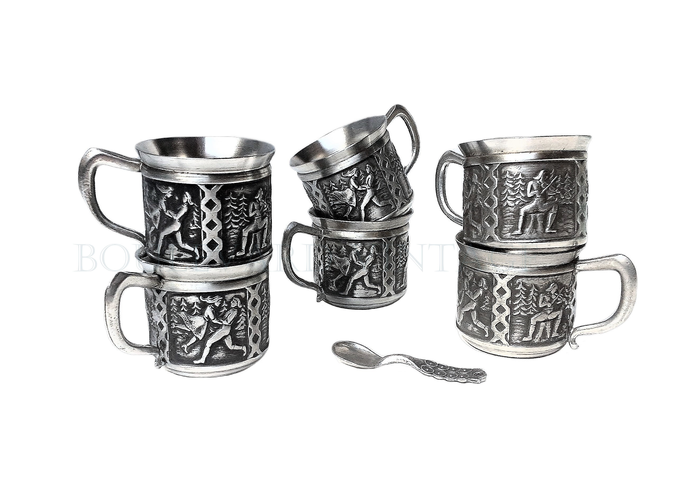 Antique Norwegian Pewter Tin Set 6 Mini Tankard Norway Pewter | Etsy